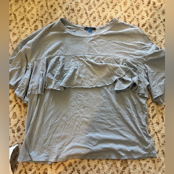 Tops | Light Blue Gray Top With Ruffles | Poshmark